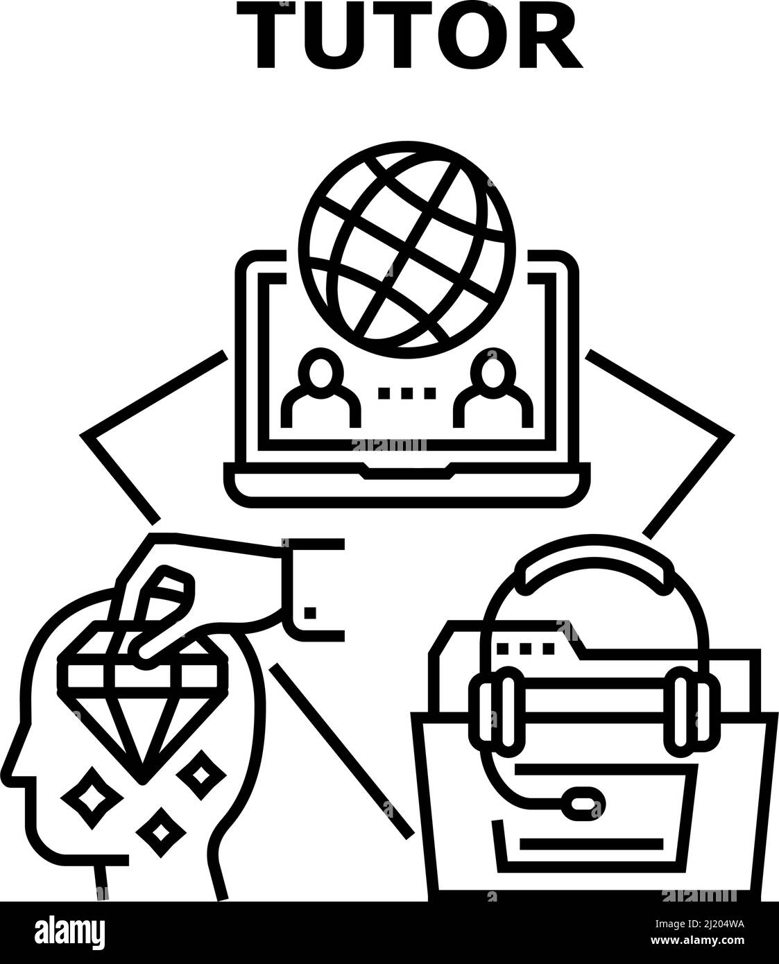 Tutor Education Vector Concept Black Illustration Stock Vector Image ...