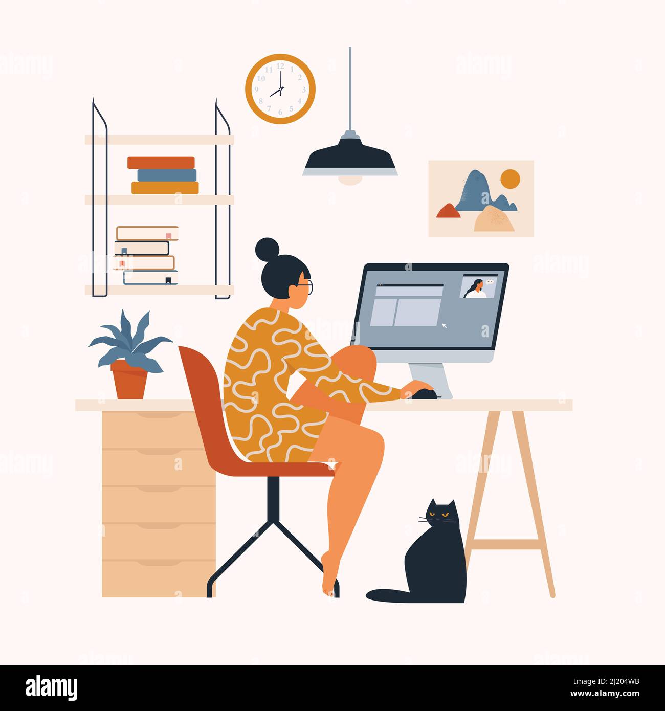 Woman working character laptop hi-res stock photography and images - Alamy