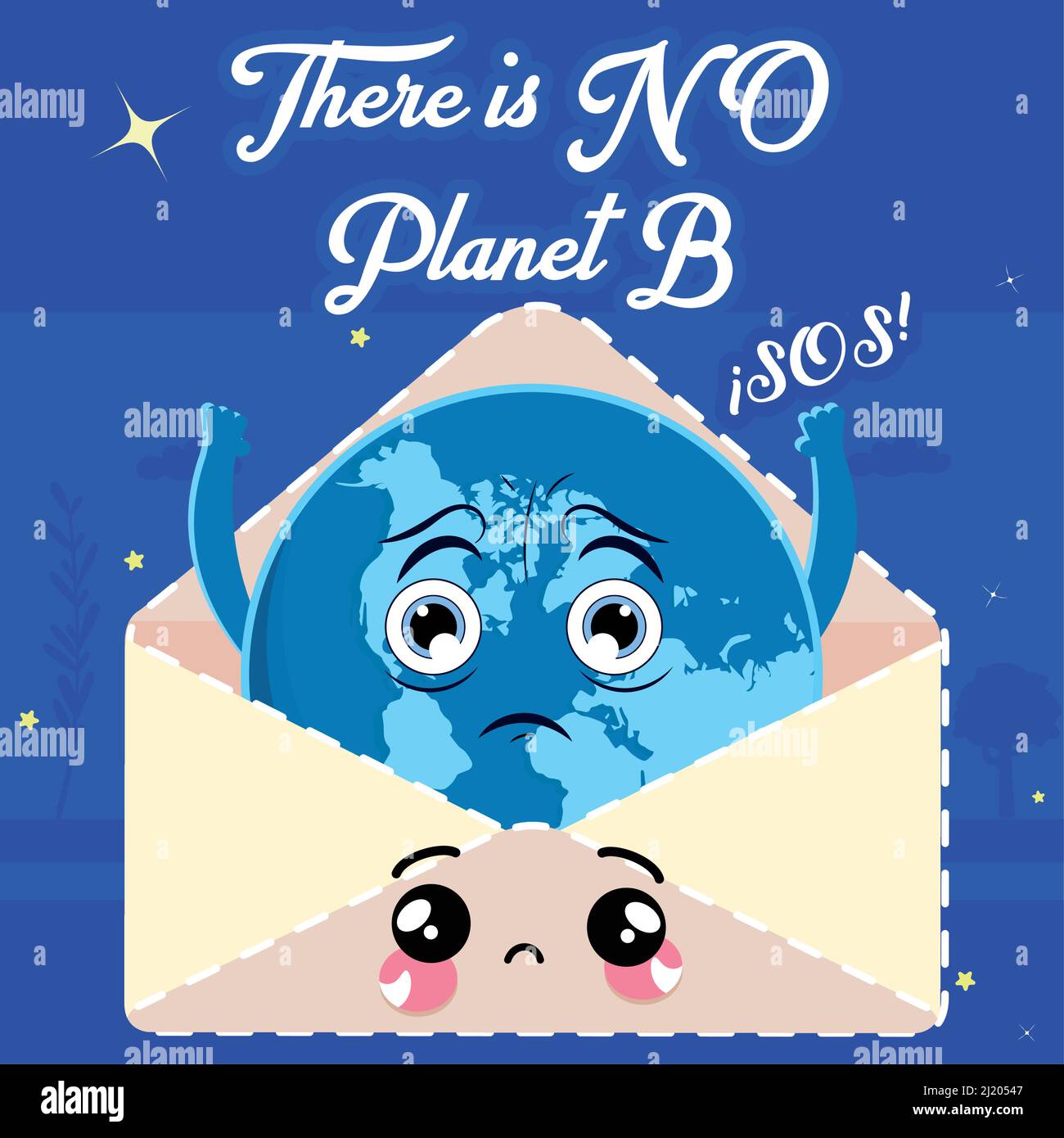 Cartoon of a planet earth in an envelope Earth day There is no plan b ...
