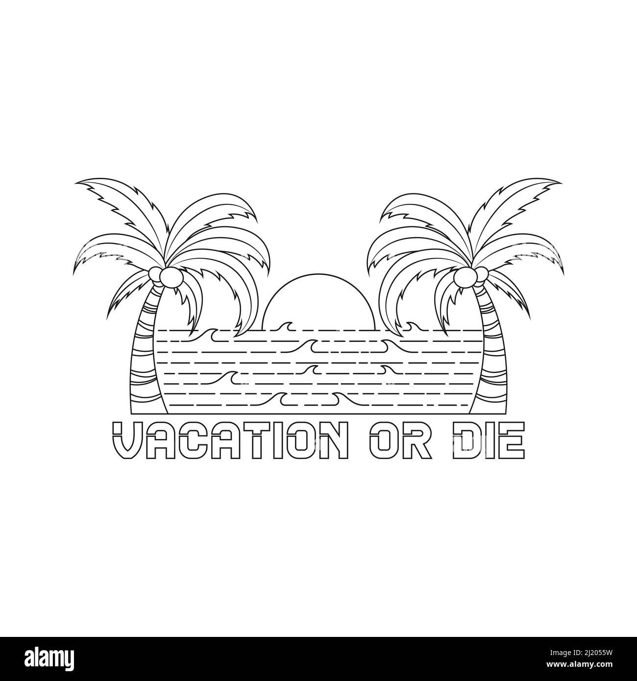 Ocean and beach panoramic landscape artwork design. Editable, resizable ...