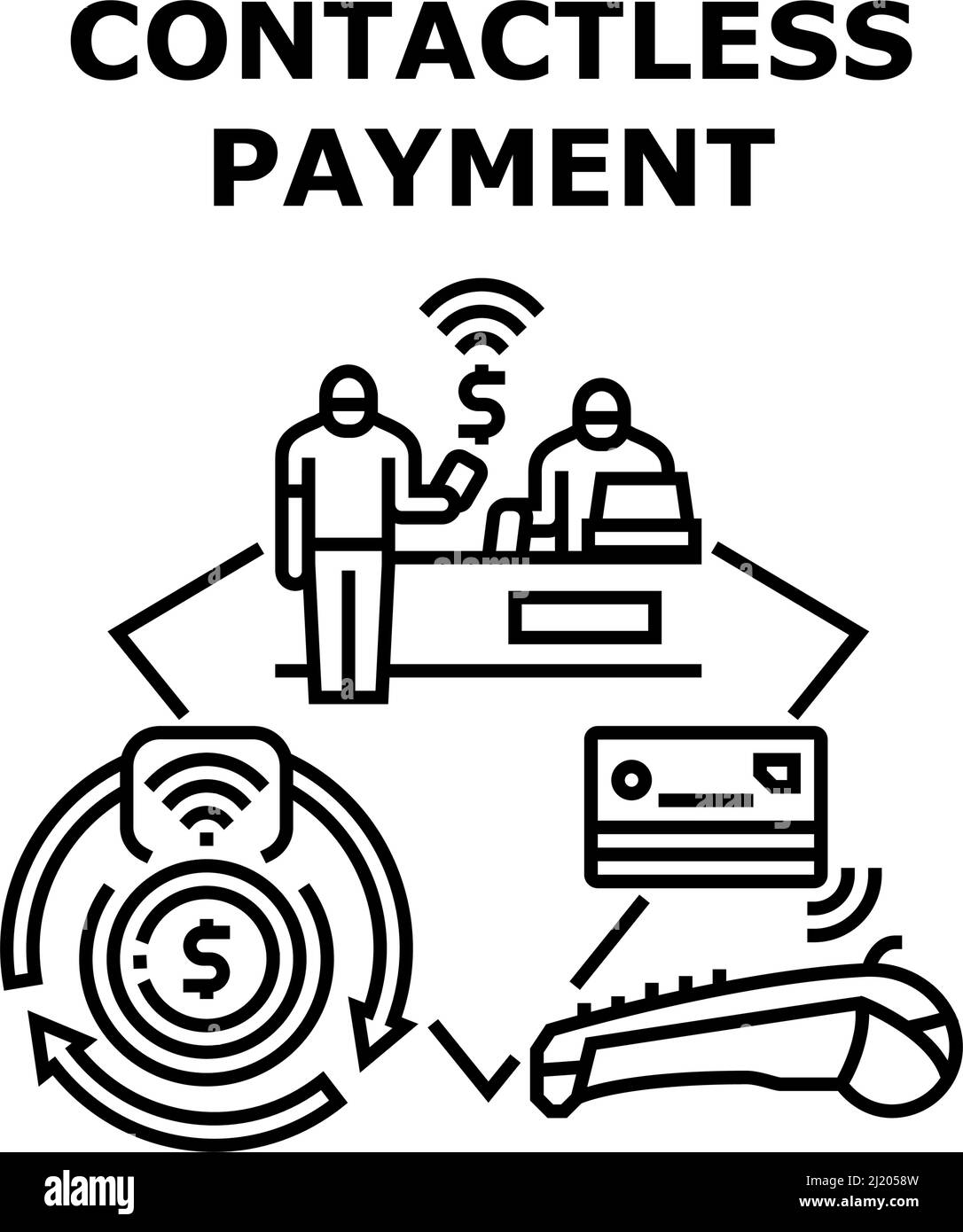 Contactless Payment Vector Black Illustration Stock Vector Image & Art - Alamy