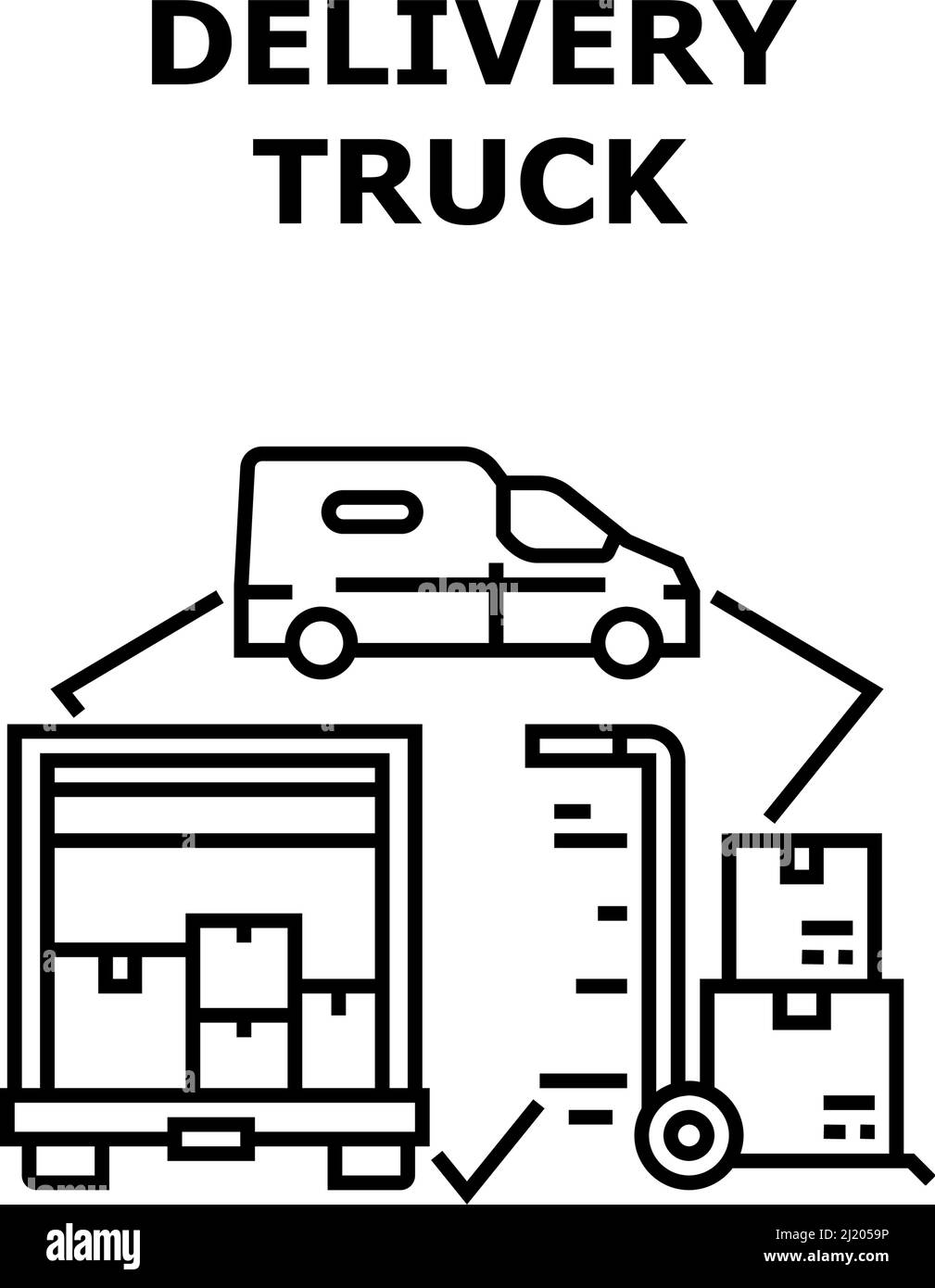 Delivery Truck Vector Concept Black Illustration Stock Vector Image ...