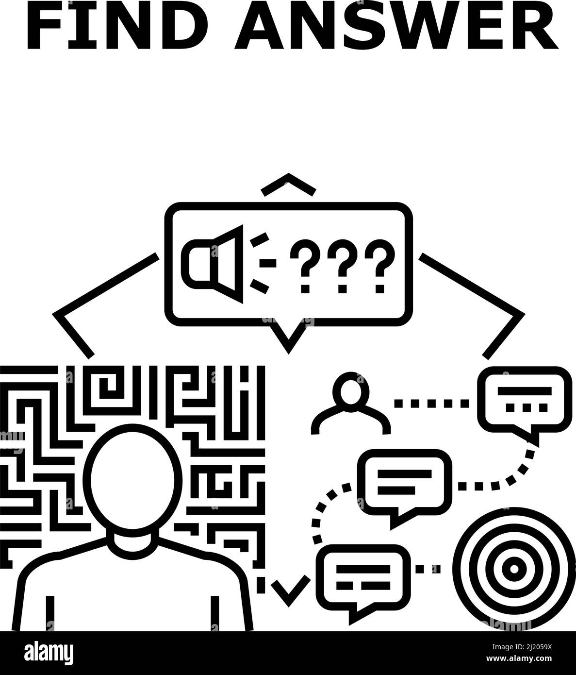 Find Answer Vector Concept Black Illustration Stock Vector Image & Art ...