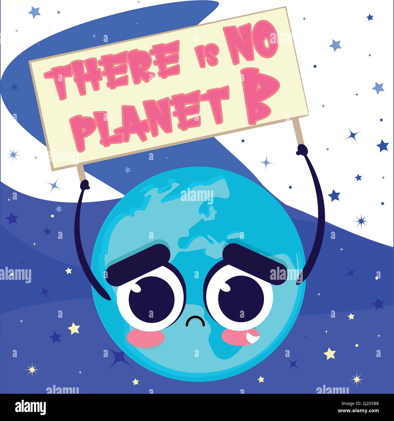 Cartoon of a sad planet earth protesting Earth day There is no plan b ...