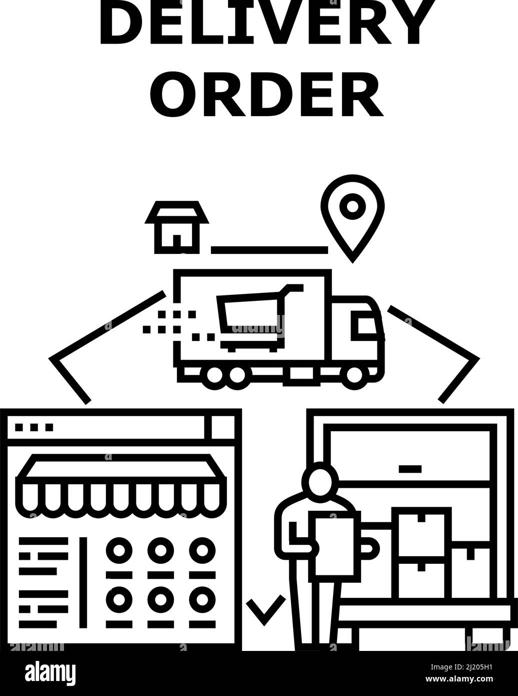 Delivery Order Vector Concept Black Illustration Stock Vector Image ...