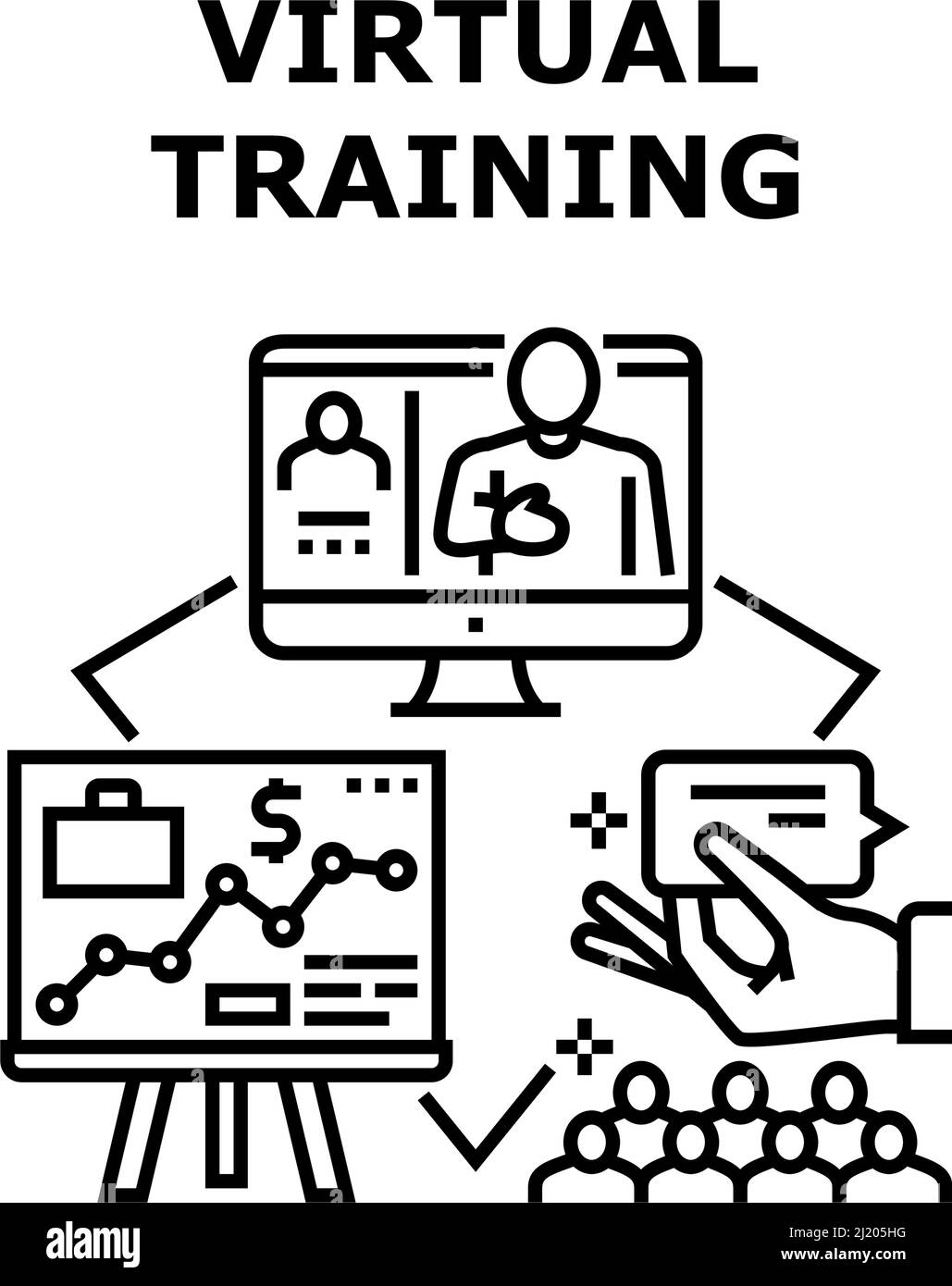 Virtual Training Vector Concept Black Illustration Stock Vector Image ...