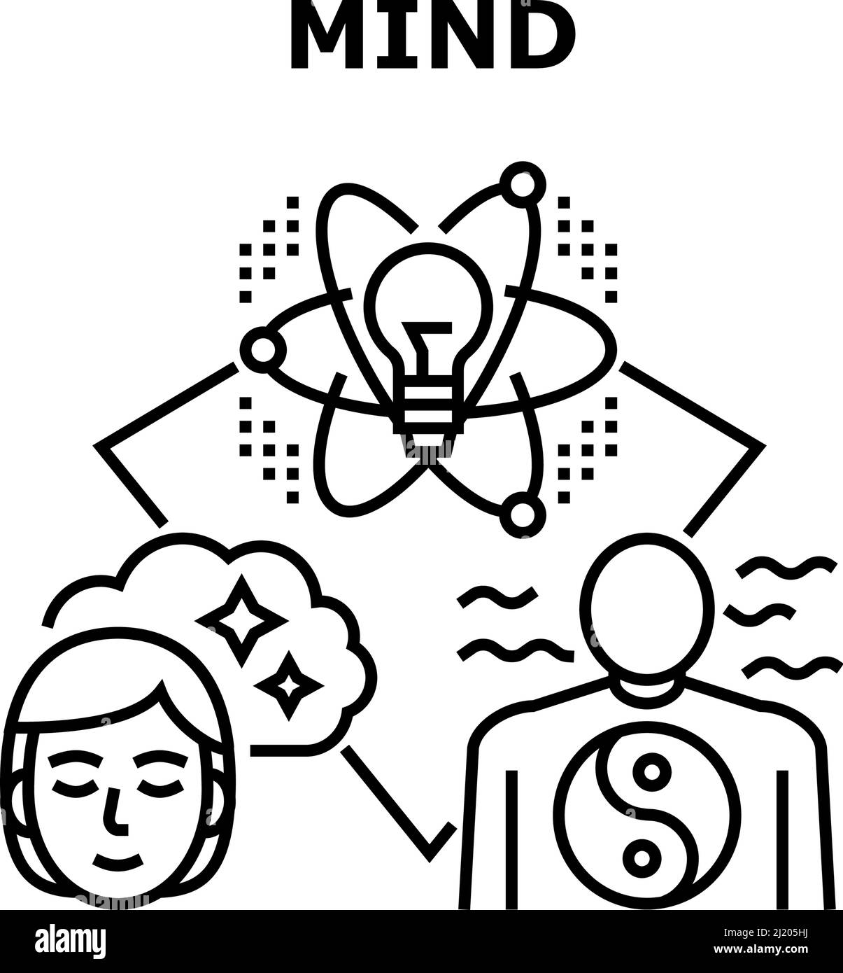 Mind Thinking Vector Concept Black Illustration Stock Vector Image ...