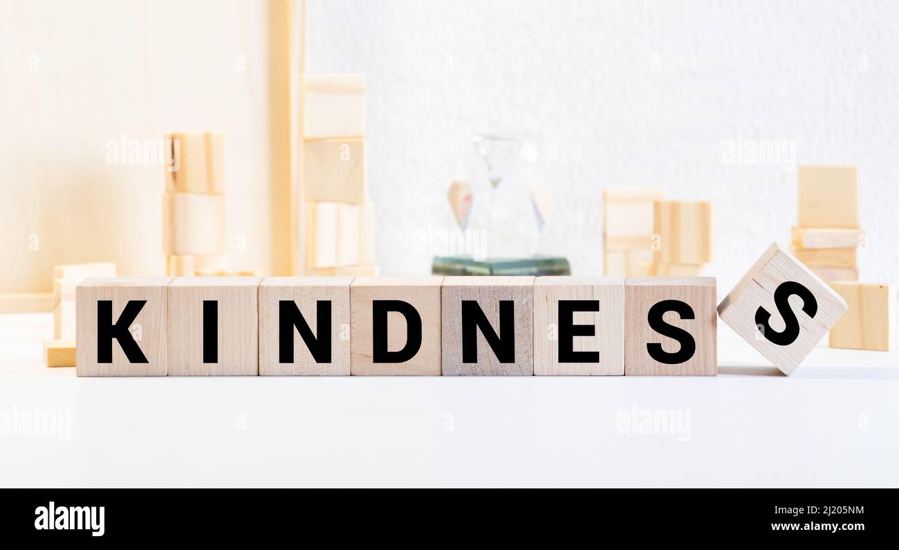 KINDNESS word made with building blocks, concept Stock Photo - Alamy