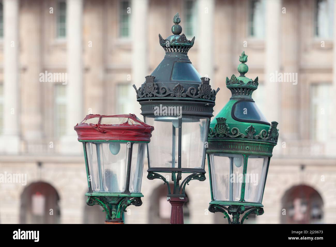 Street lamps in Paris . Light Post in Baroque Style Stock Photo - Alamy