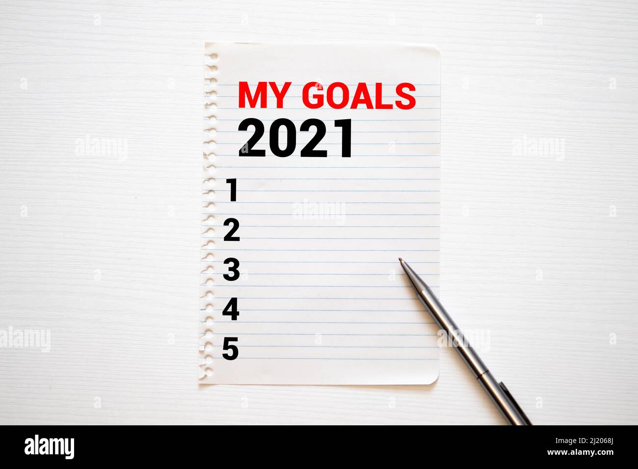 Card with text MY GOAL FOR 2021. Diagram and white background Stock ...