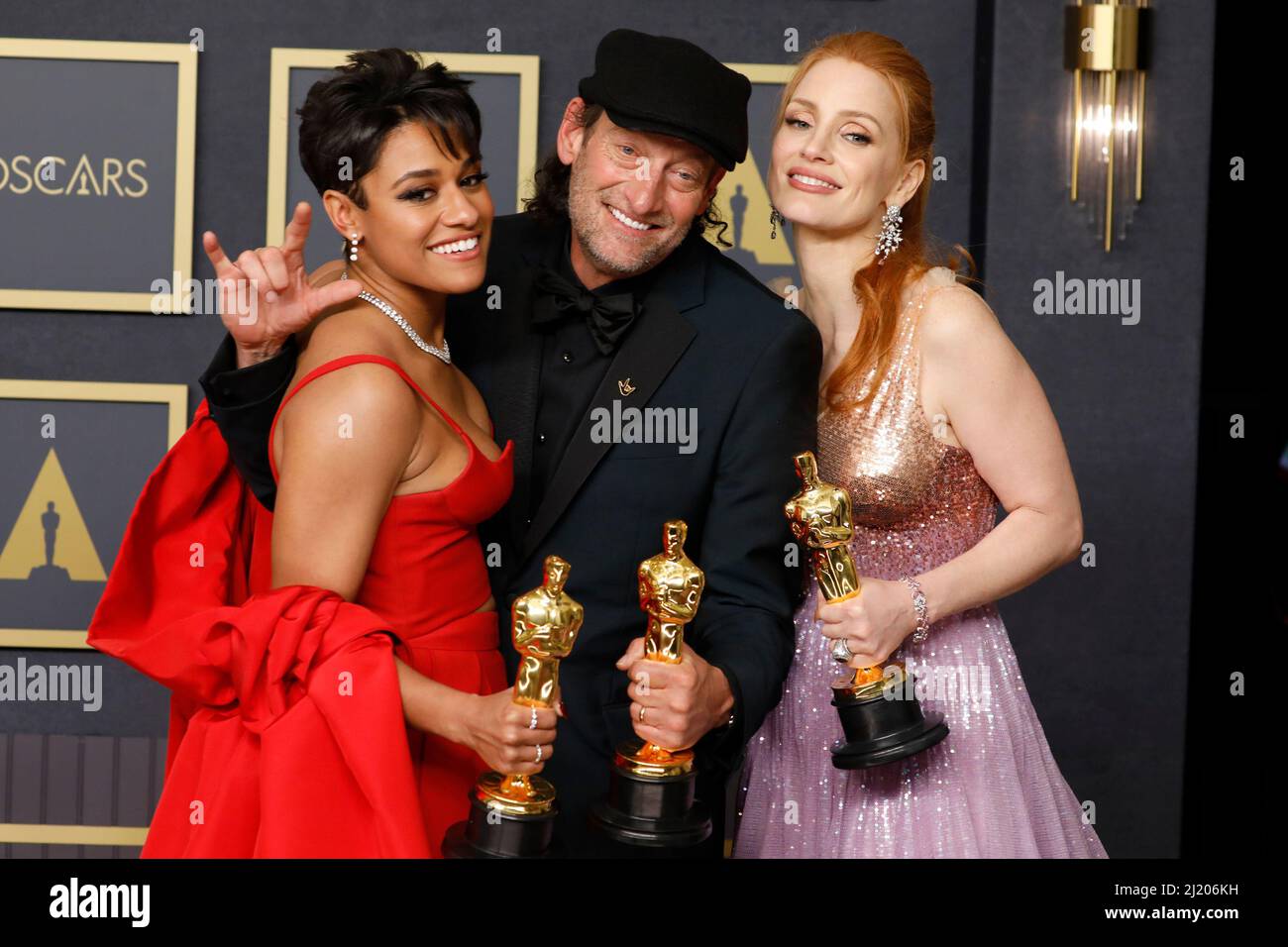 LOS ANGELES - MAR 27: Ariana DeBose, Troy Kotsur, Jessica Chastain at ...
