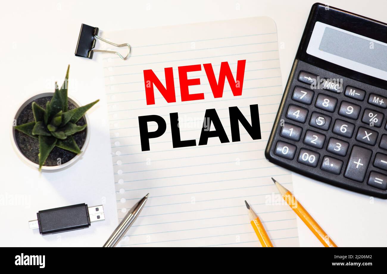 Plan words written in an office notebook. Concept in business. Plans ...