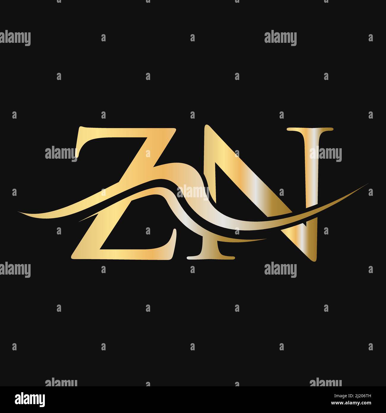 Letter ZN Logo Design. Initial ZN Logotype Template For Business And Company Logo Stock Vector ...