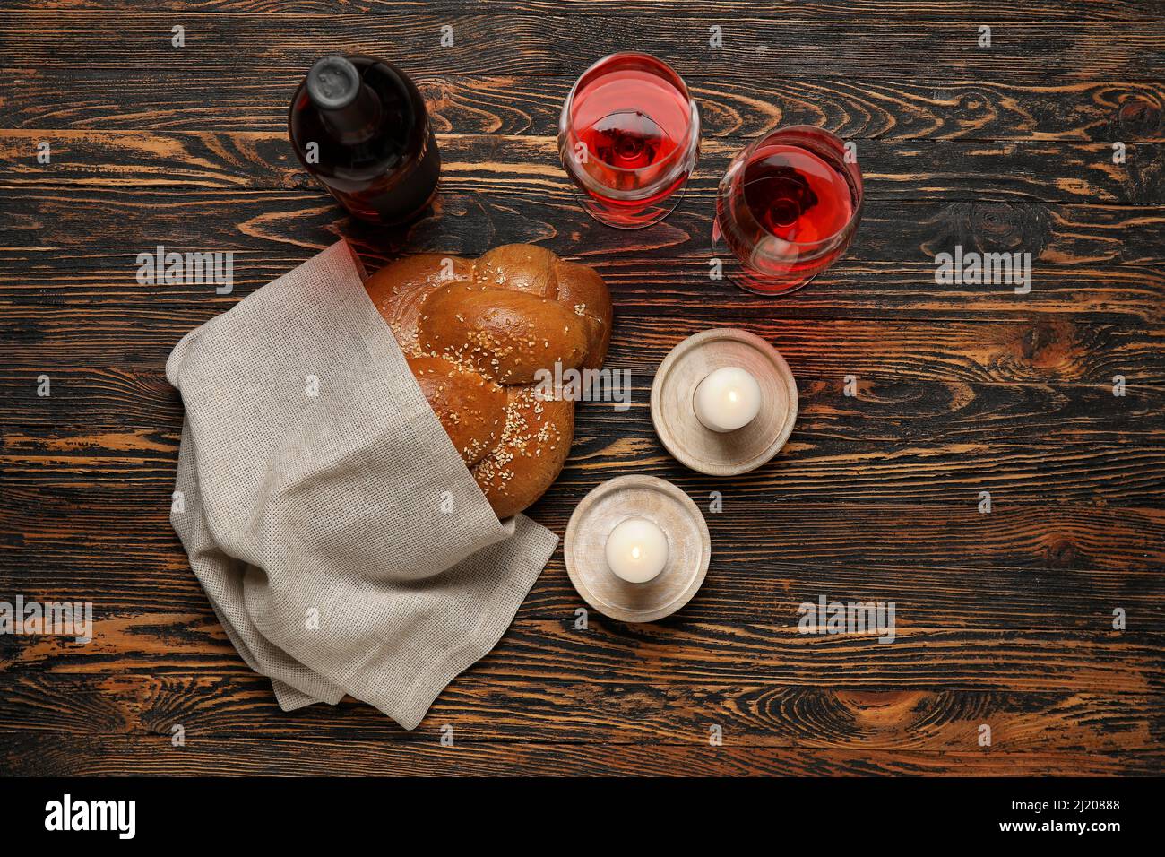 Shabbat kiddush candles challah table hi-res stock photography and ...