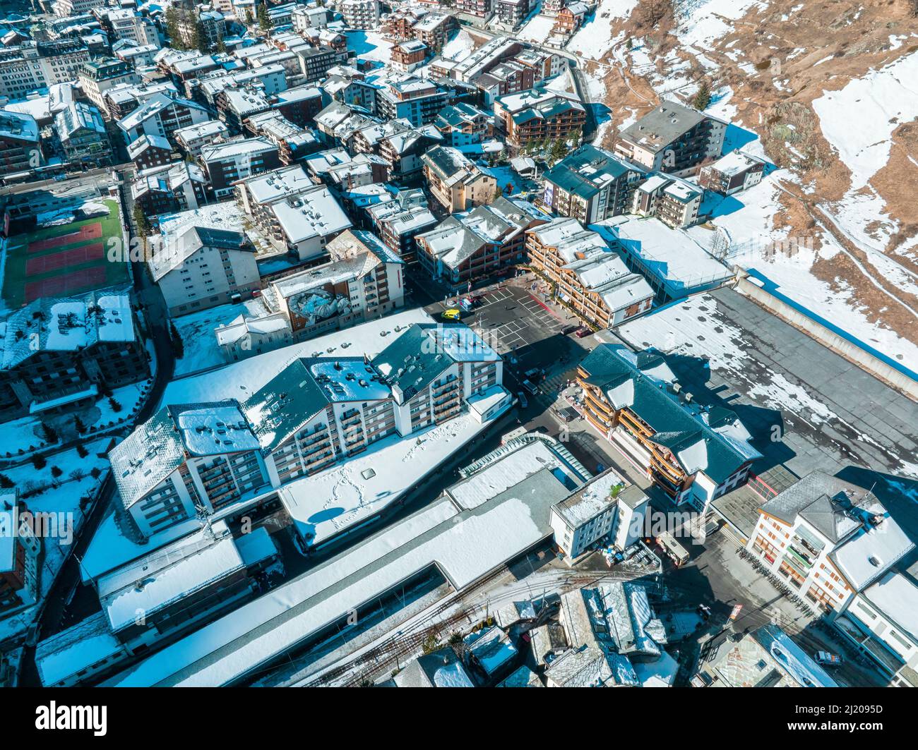 Aerial View on Zermatt Valley and Matterhorn Peak Stock Photo - Alamy