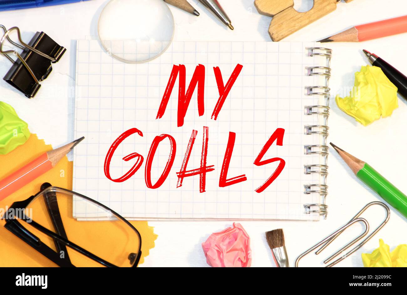 Notepad with words my goals concept. Motivation Stock Photo - Alamy