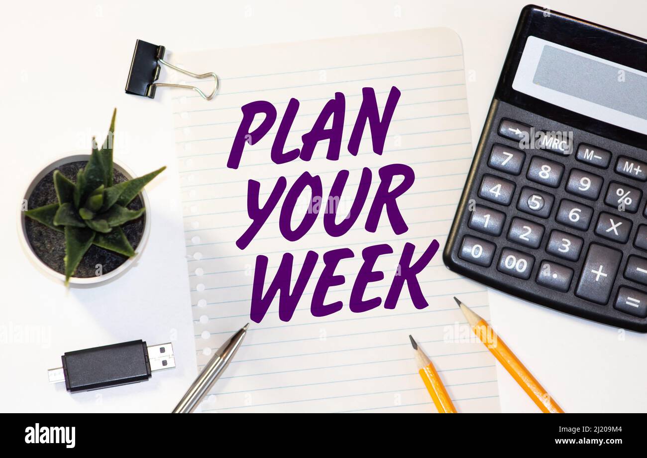 Advice to Plan Your Week in red text on a yellow sticky note posted on ...