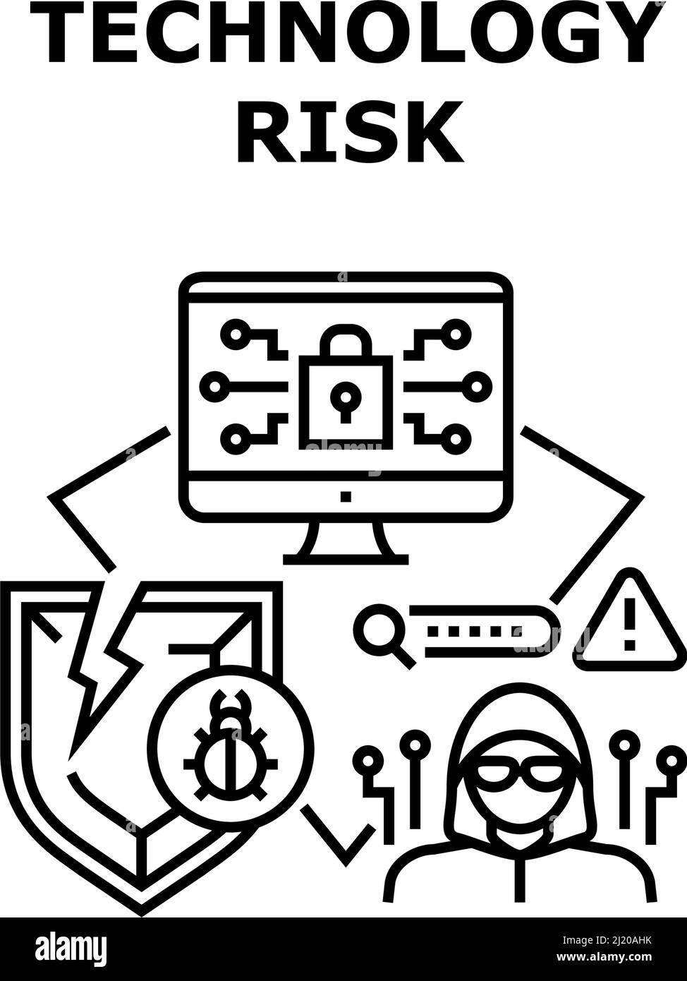 Technology Risk Vector Concept Black Illustration Stock Vector Image ...