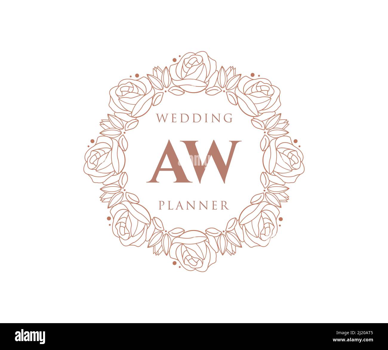 AW Initials letter Wedding monogram logos collection, hand drawn modern ...