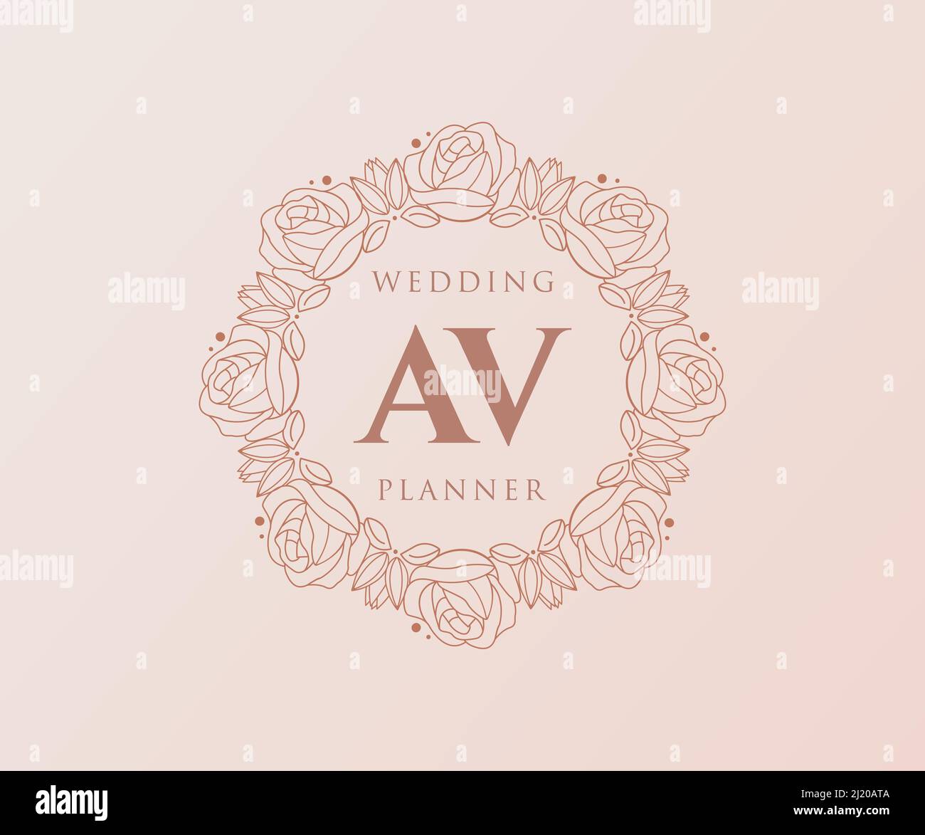 AV Initials letter Wedding monogram logos collection, hand drawn modern minimalistic and floral ...