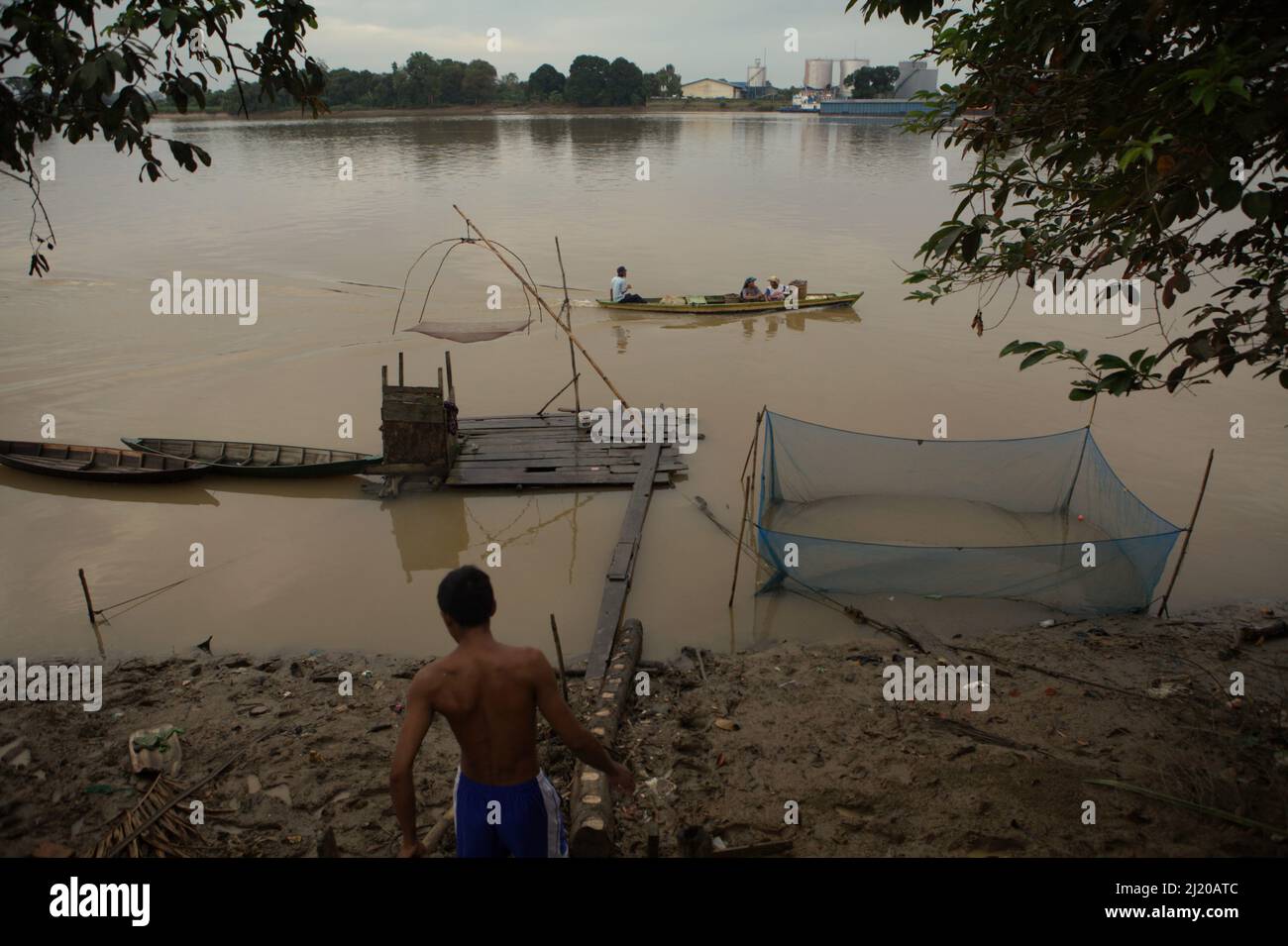 Batanghari river as seen from Muaro Jambi village near Muara Jambi ...