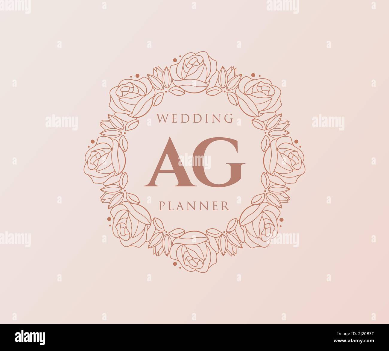 AG Initials letter Wedding monogram logos collection, hand drawn modern ...