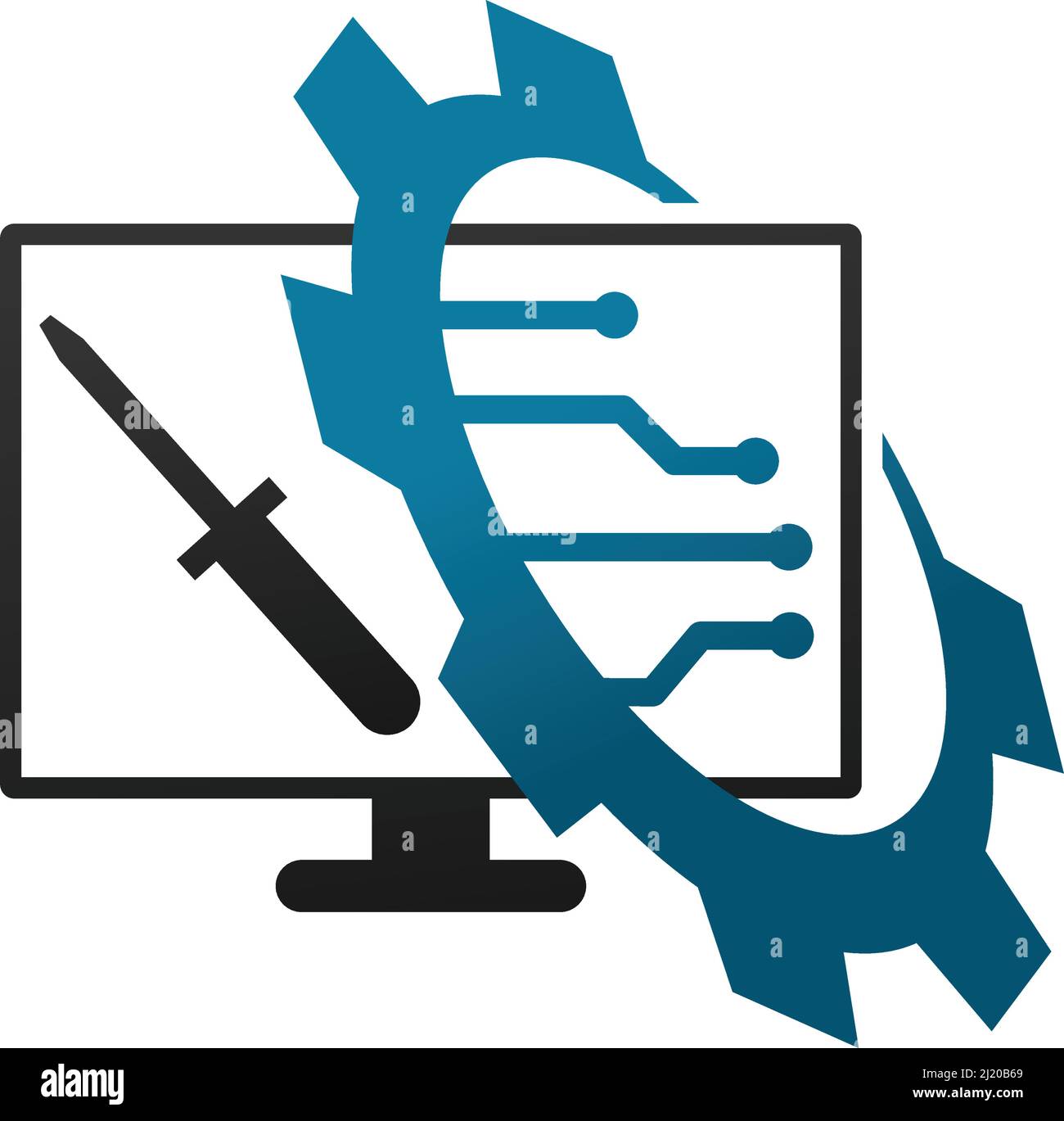 Computer repair logo Icon Illustration Brand Identity Stock Vector ...