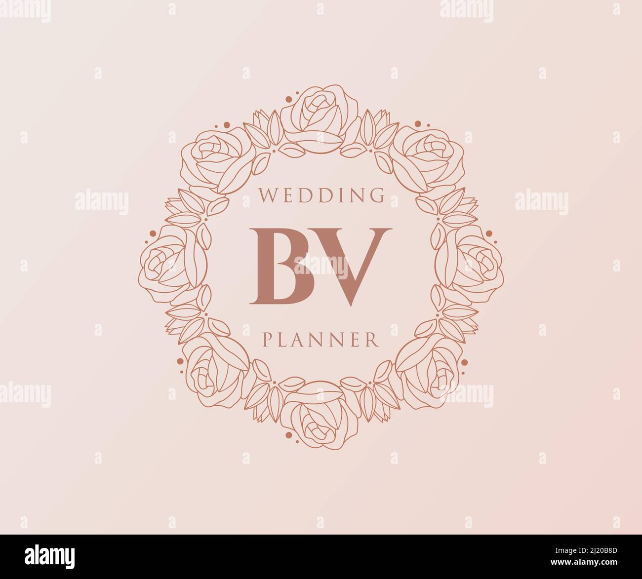 BV Initials letter Wedding monogram logos collection, hand drawn modern ...