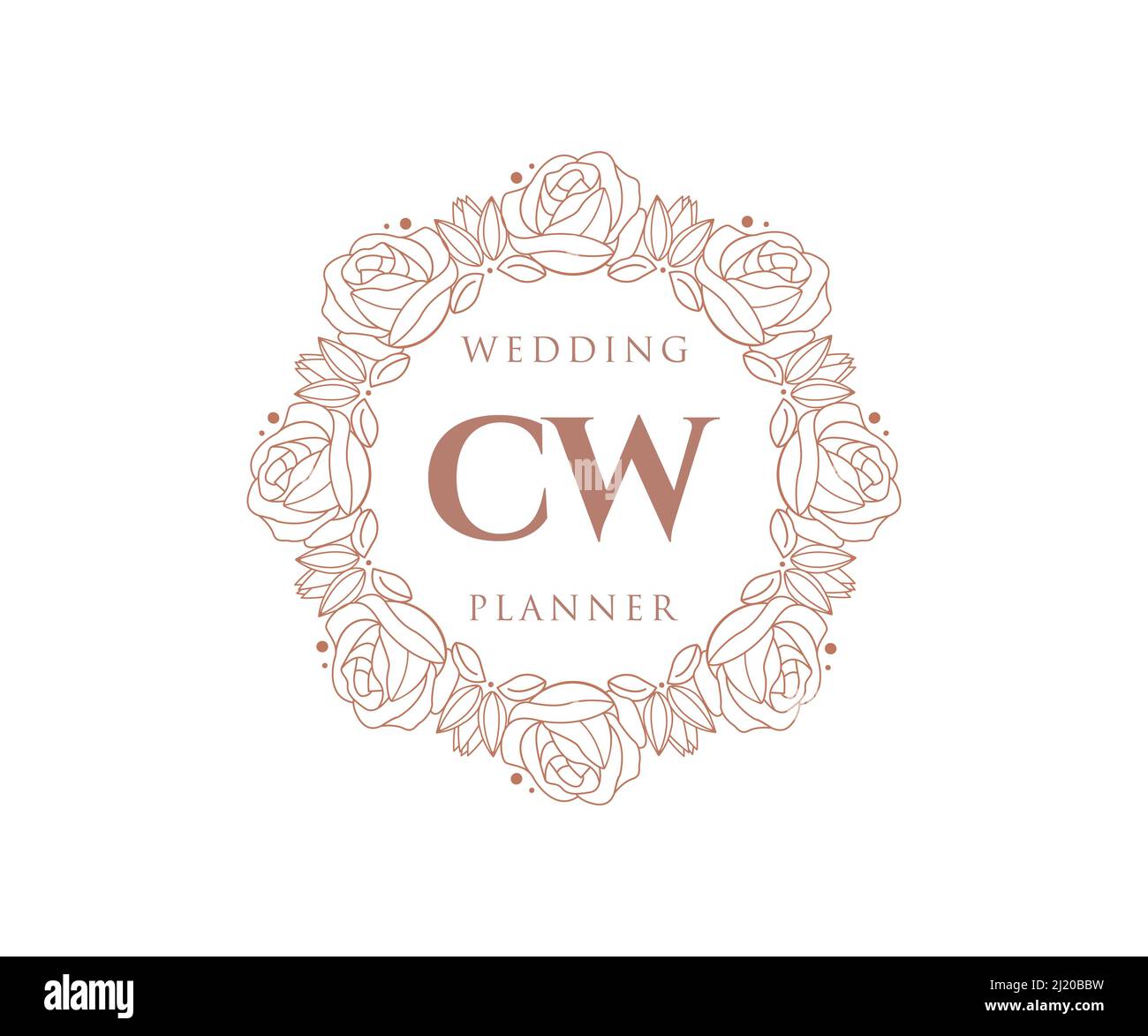 CW Initials letter Wedding monogram logos collection, hand drawn modern ...