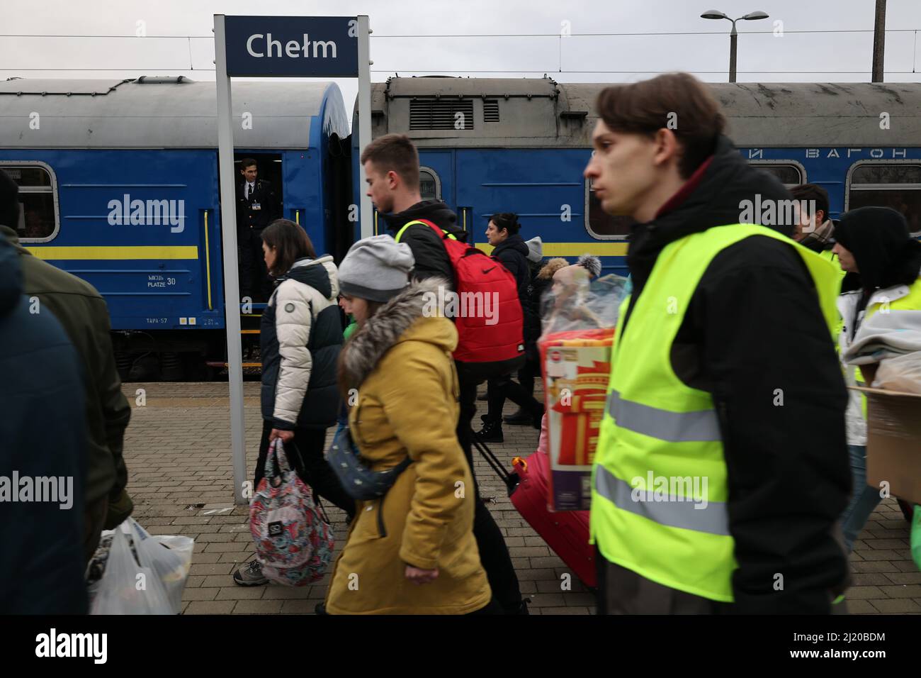 02.03.2022, Poland, Lubelskie, Chelm - Ukraine war: Train with ...
