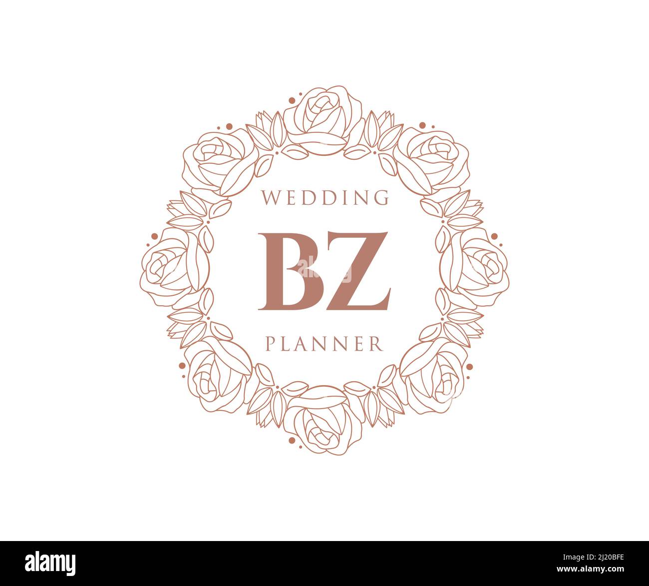 BZ Initials letter Wedding monogram logos collection, hand drawn modern ...