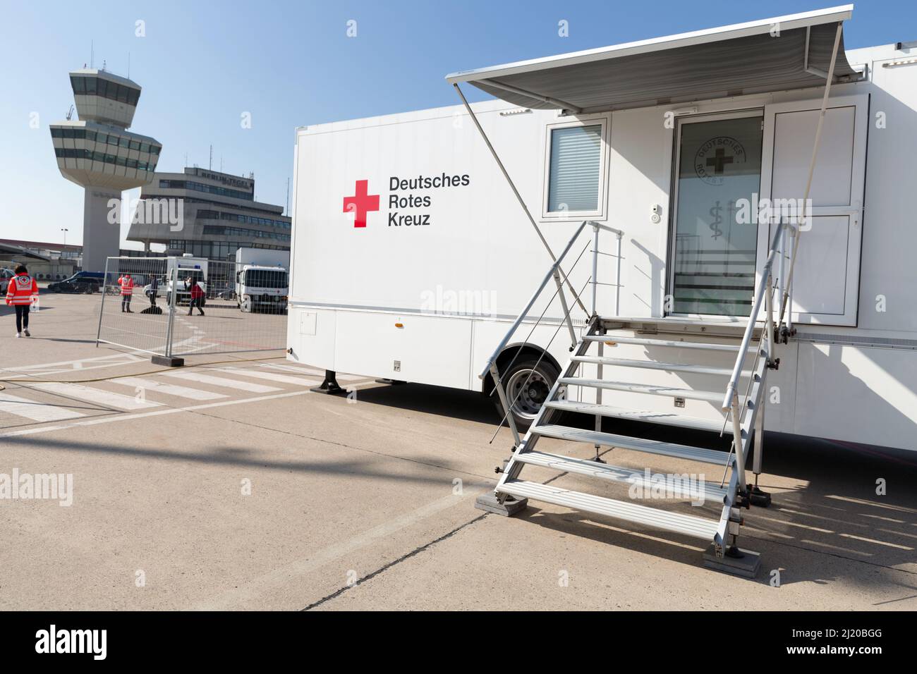 24.03.2022, Germany, Berlin, Berlin - DRK emergency shelters and mobile ...