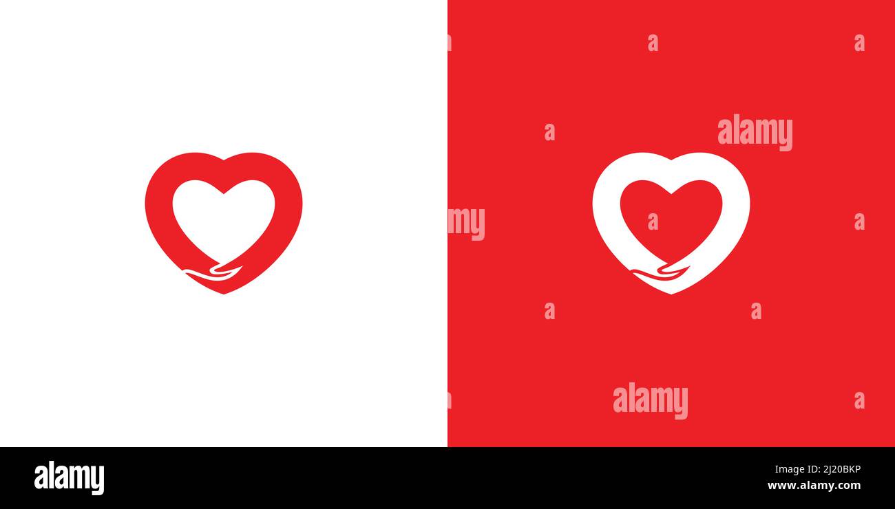 simple and modern hand combination heart logo design 1 Stock Vector ...