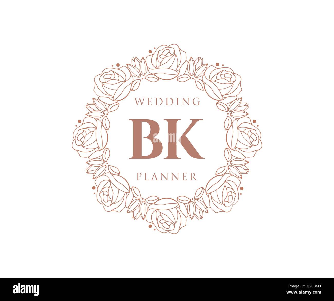 BK Initials letter Wedding monogram logos collection, hand drawn modern ...