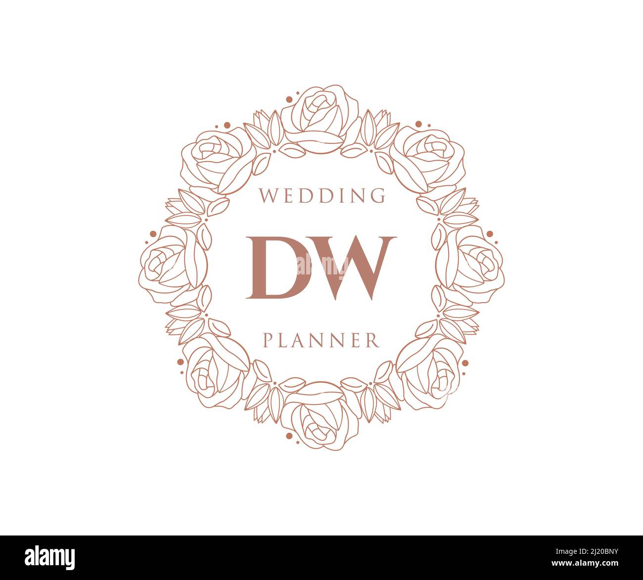 DW Initials letter Wedding monogram logos collection, hand drawn modern ...
