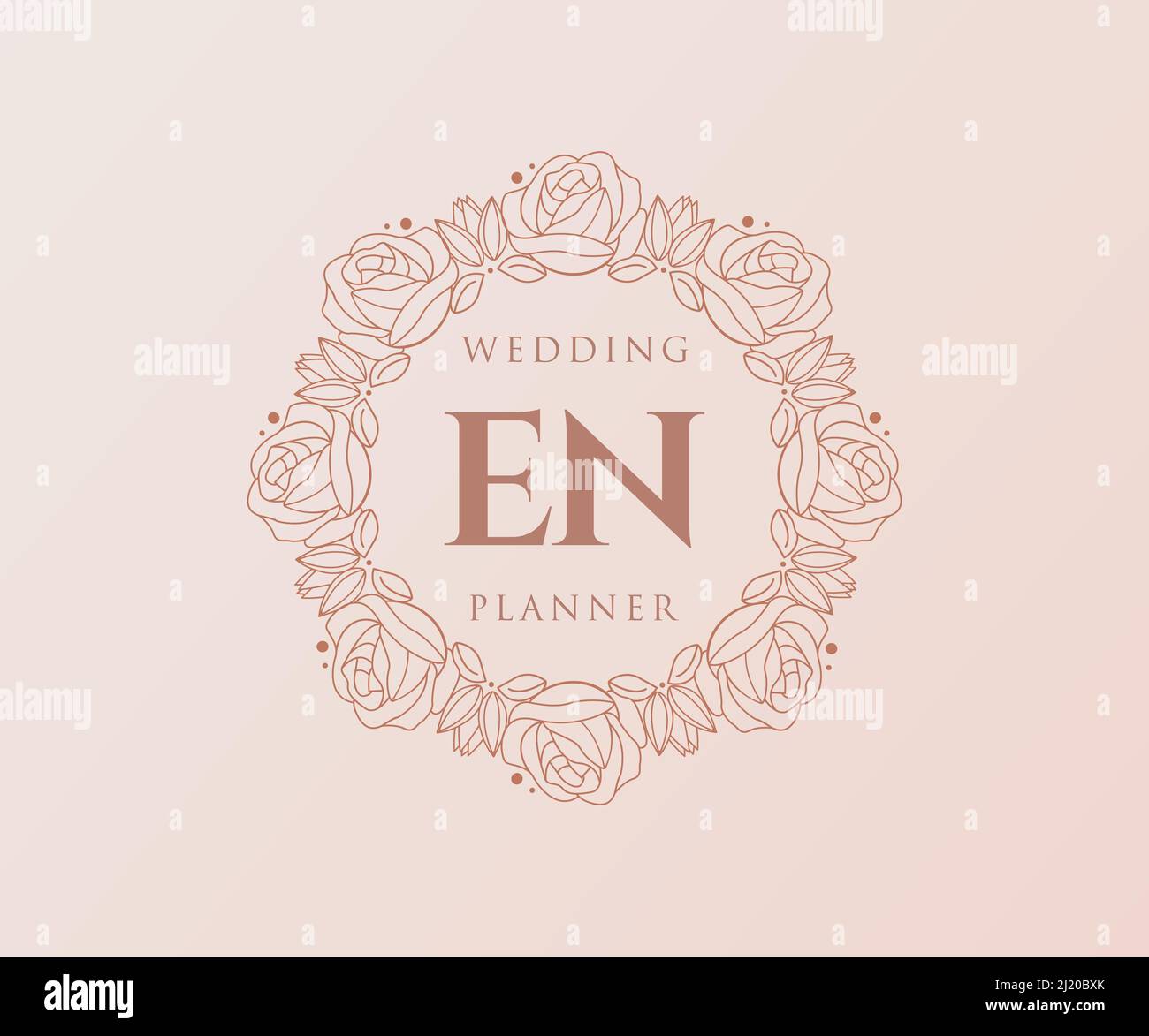 EN Initials letter Wedding monogram logos collection, hand drawn modern ...