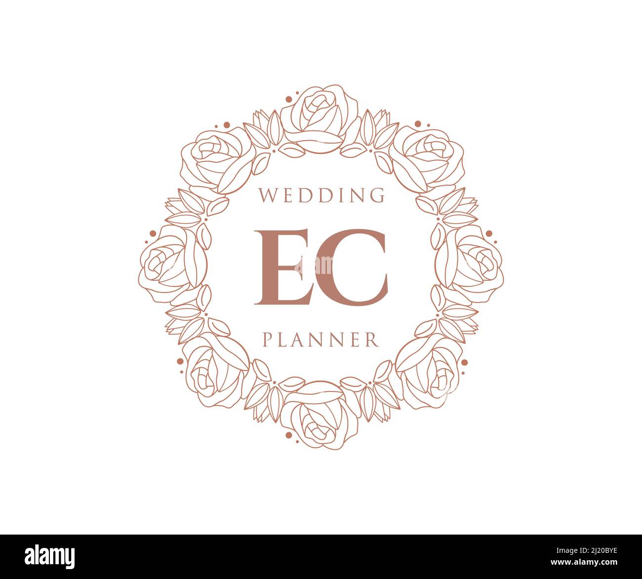 EC Initials letter Wedding monogram logos collection, hand drawn modern ...