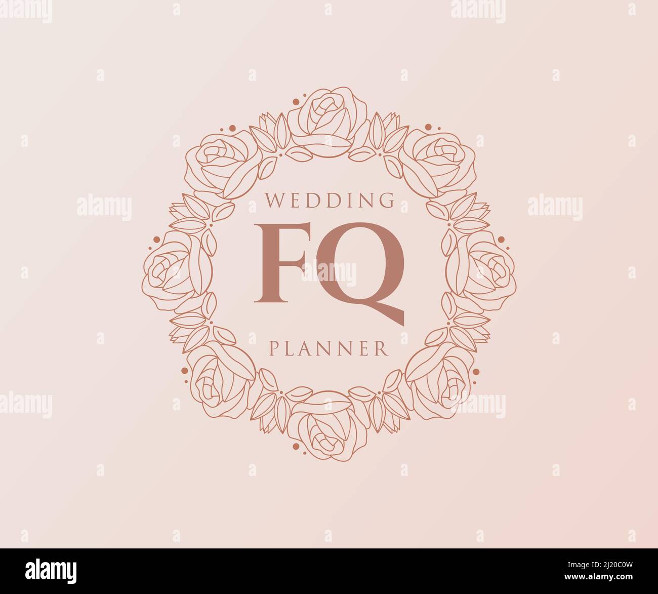 FQ Initials letter Wedding monogram logos collection, hand drawn modern ...
