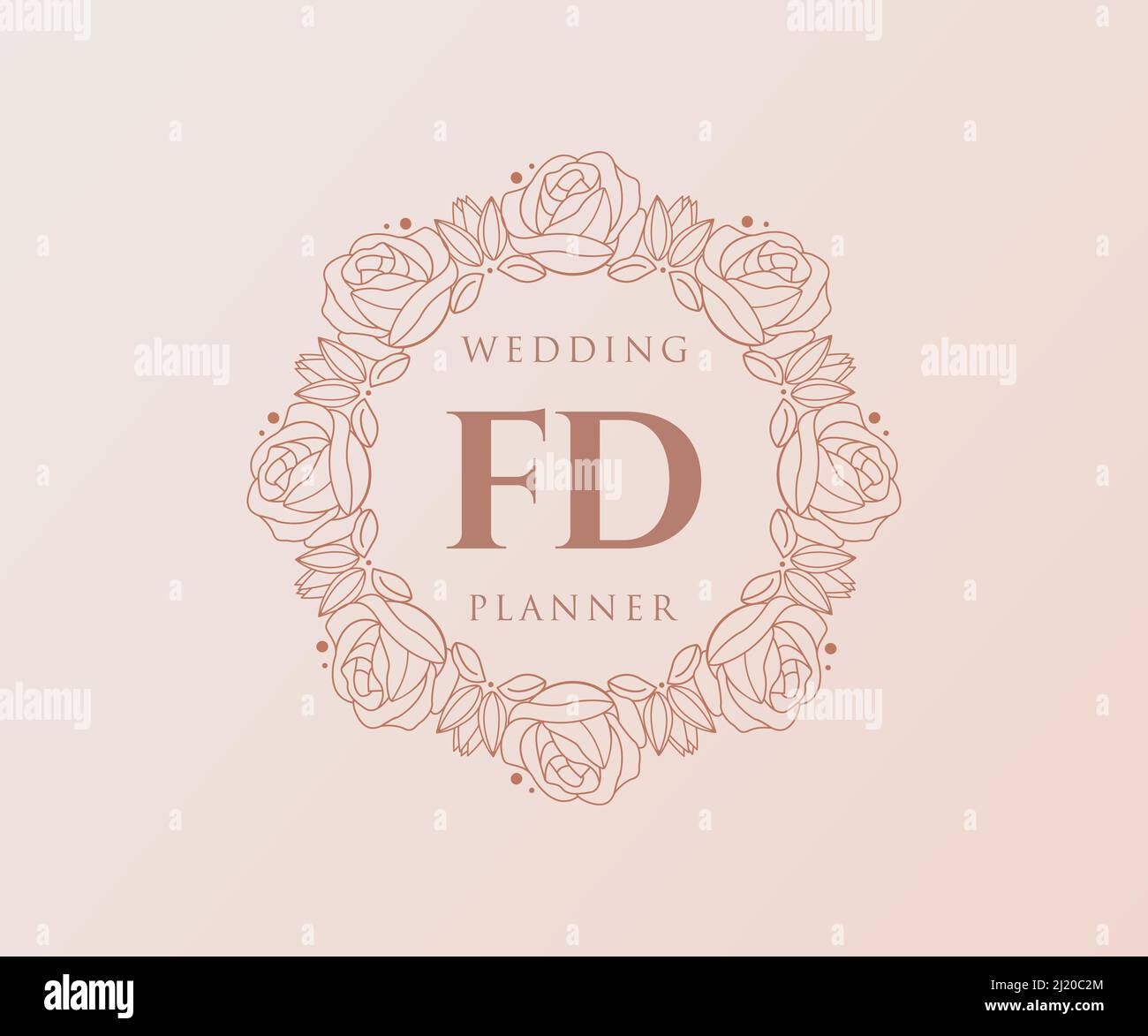 FD Initials letter Wedding monogram logos collection, hand drawn modern ...