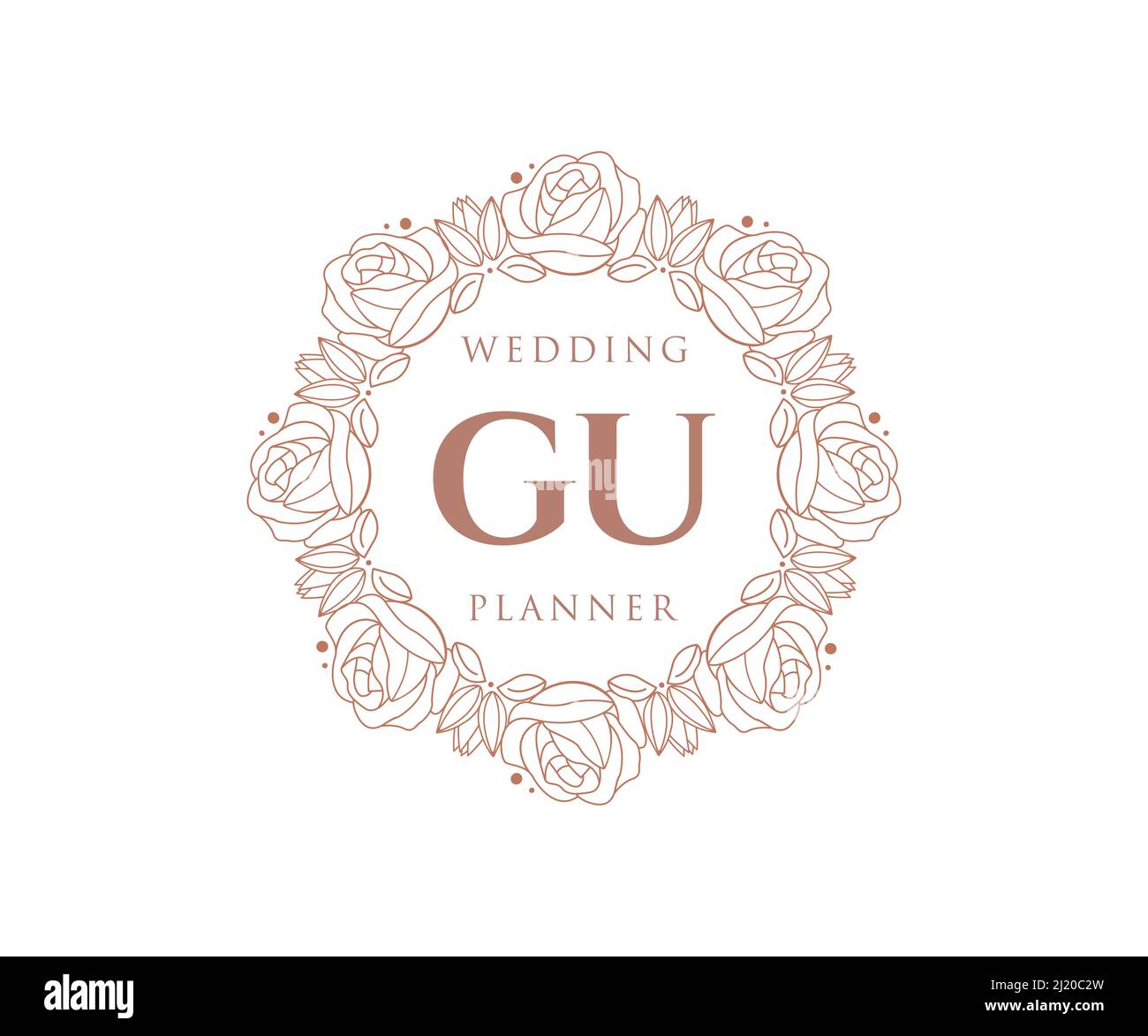 GU Initials letter Wedding monogram logos collection, hand drawn modern ...
