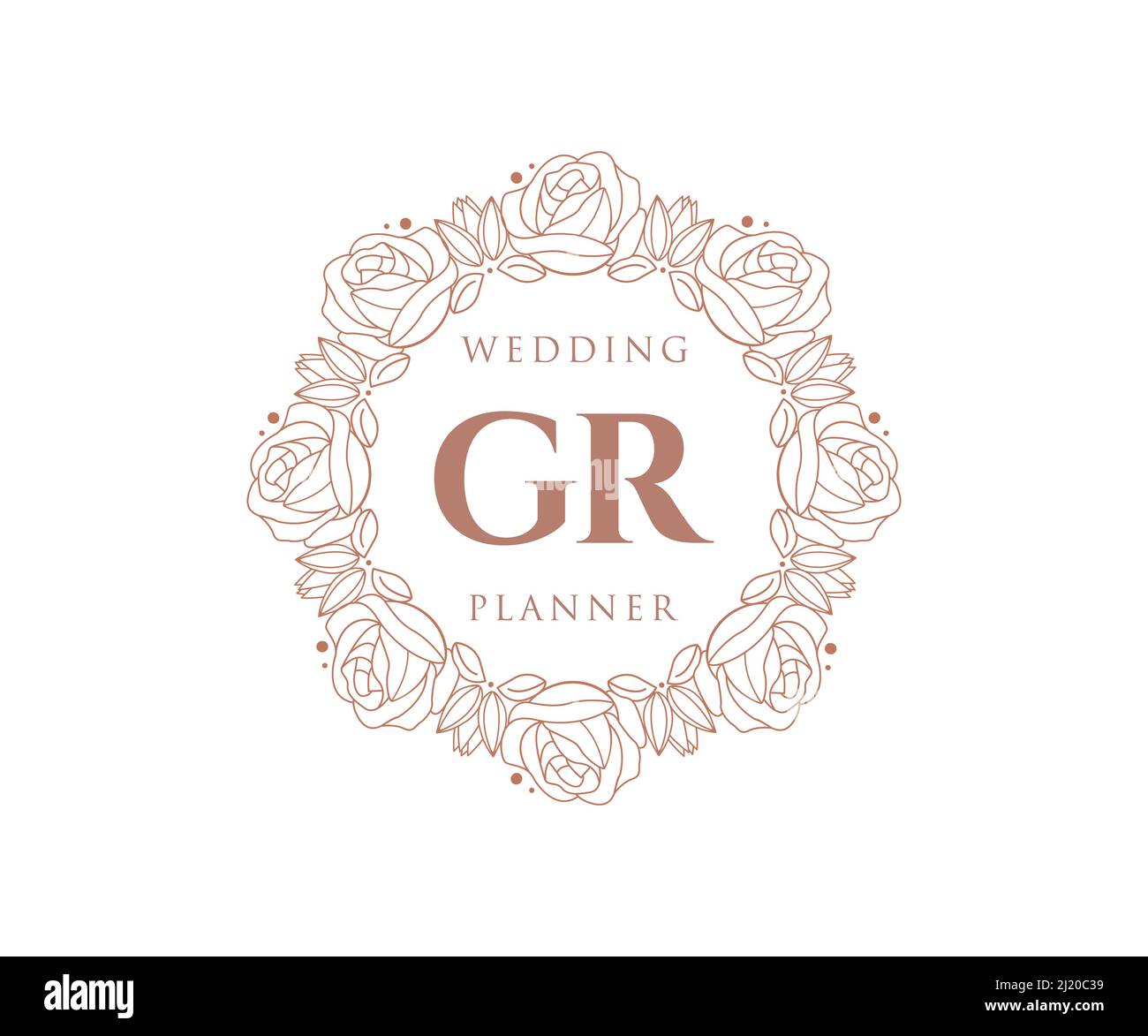 GR Initials letter Wedding monogram logos collection, hand drawn modern ...