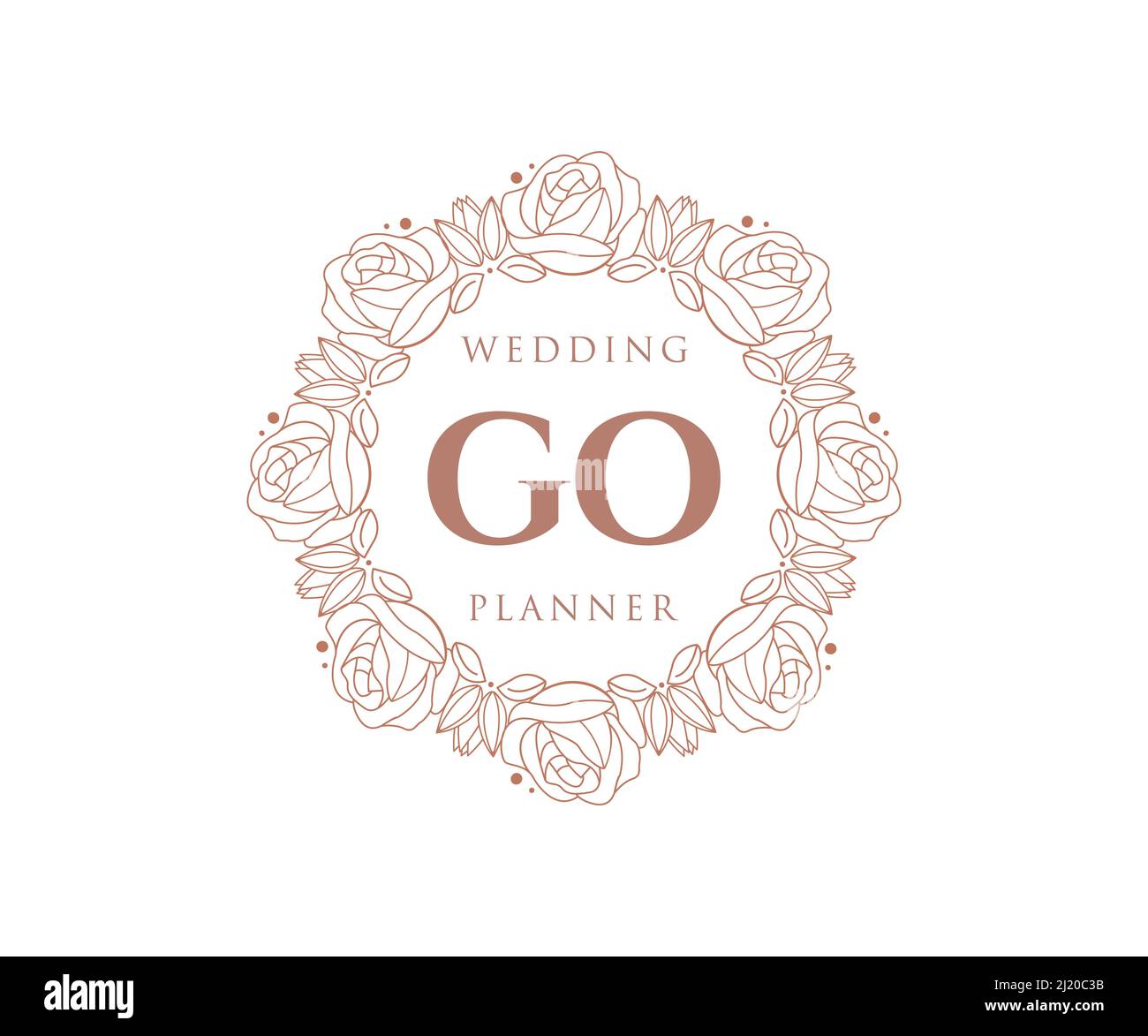 GO Initials letter Wedding monogram logos collection, hand drawn modern ...
