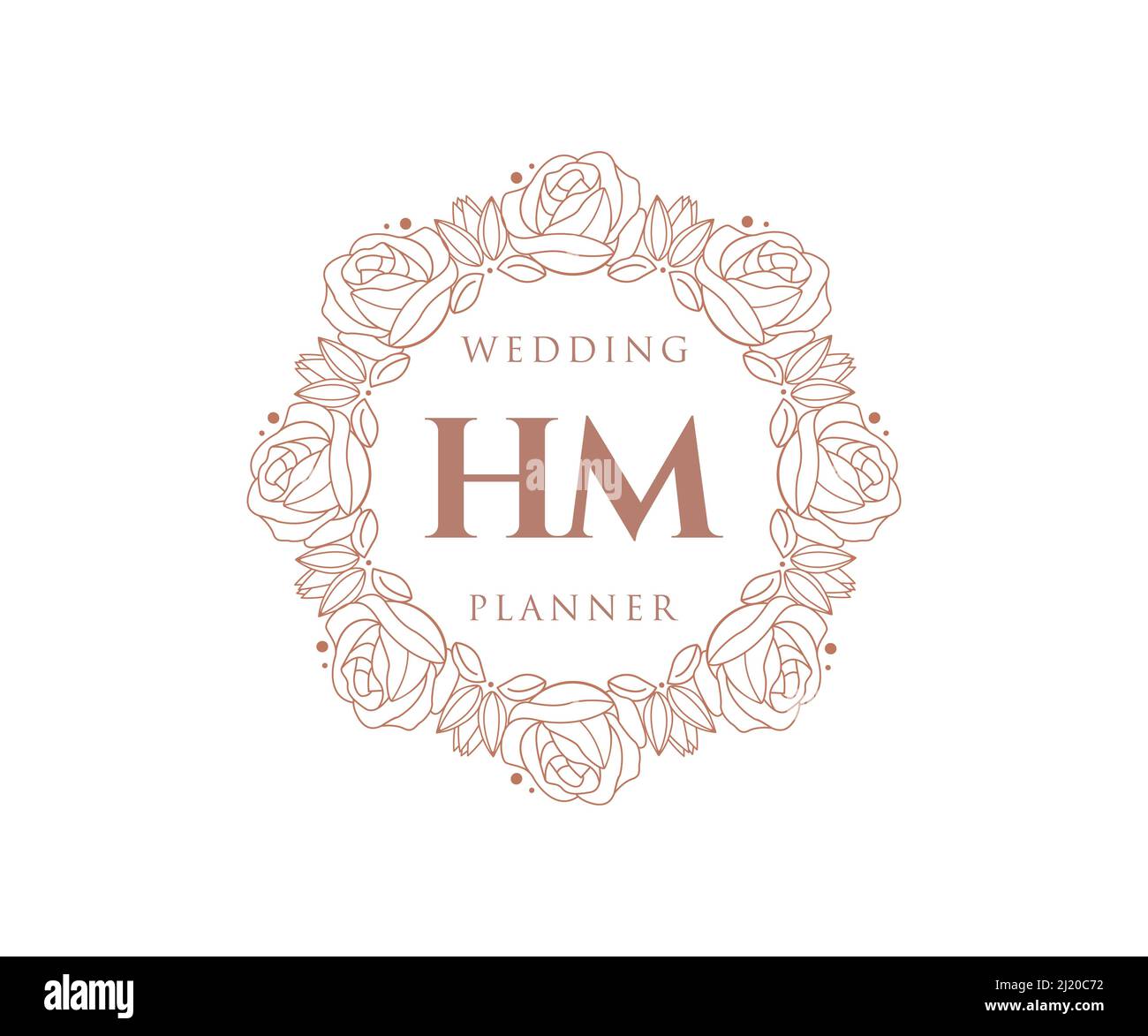 HM Initials letter Wedding monogram logos collection, hand drawn modern ...