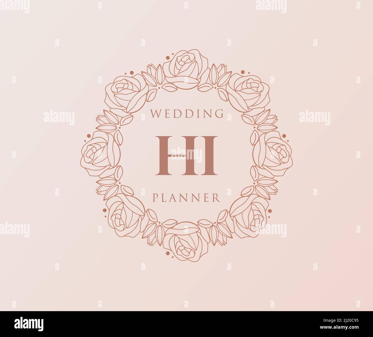 HI Initials letter Wedding monogram logos collection, hand drawn modern ...