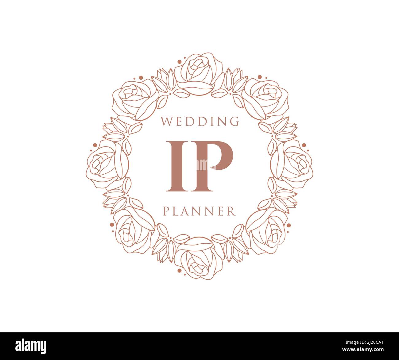 IP Initials letter Wedding monogram logos collection, hand drawn modern ...