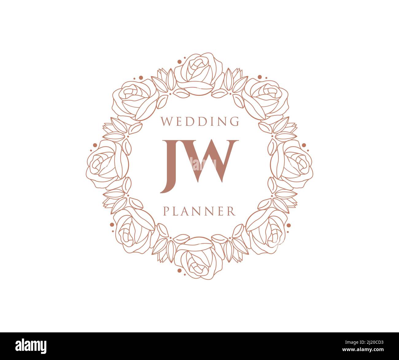 JW Initials letter Wedding monogram logos collection, hand drawn modern ...