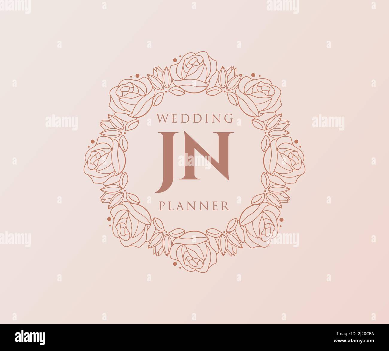 JN Initials letter Wedding monogram logos collection, hand drawn modern ...