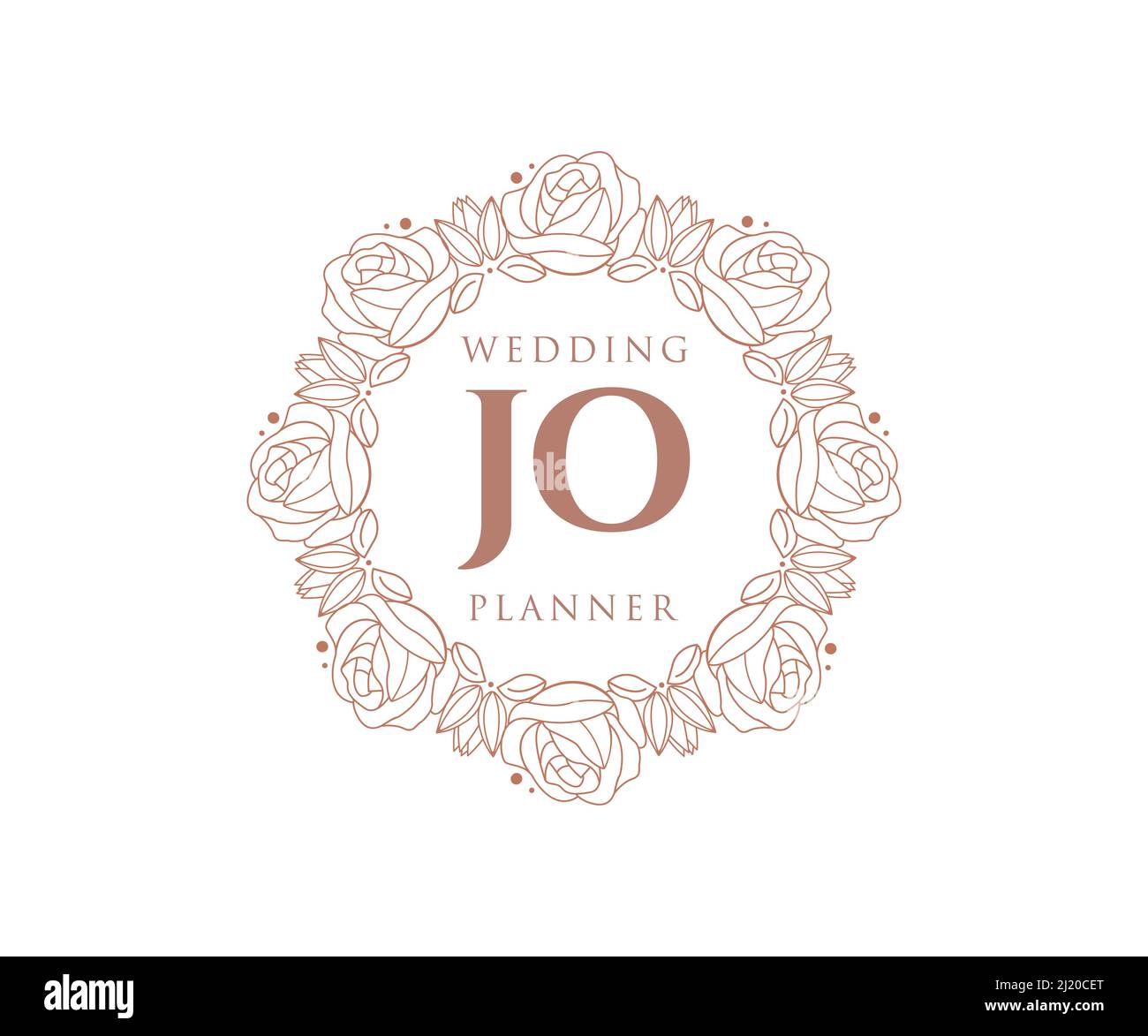 JO Initials letter Wedding monogram logos collection, hand drawn modern ...