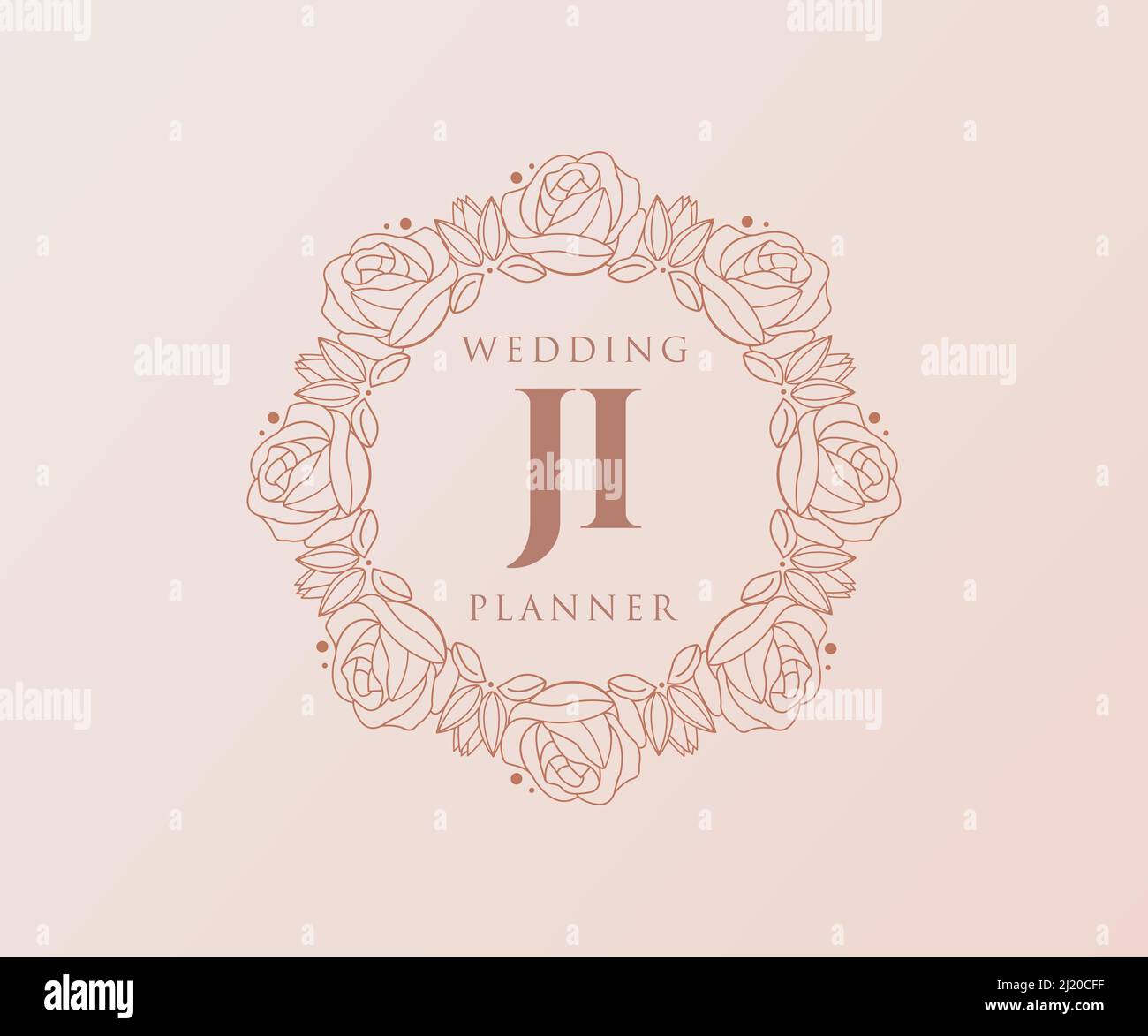JI Initials letter Wedding monogram logos collection, hand drawn modern ...