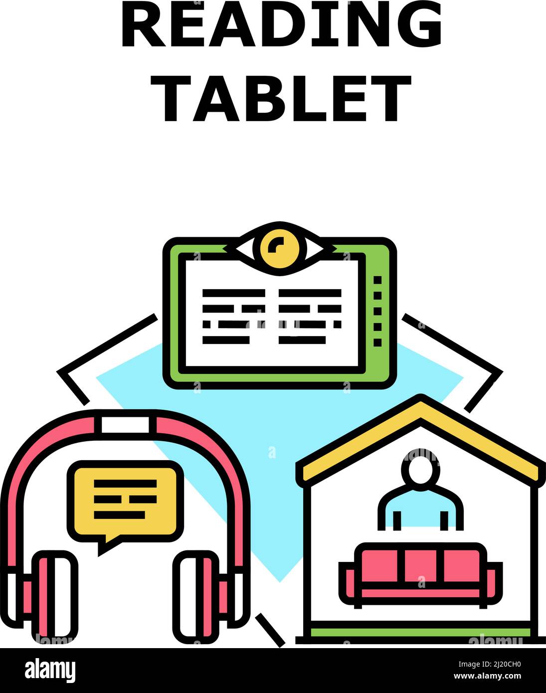 Reading Tablet Vector Concept Color Illustration Stock Vector Image ...